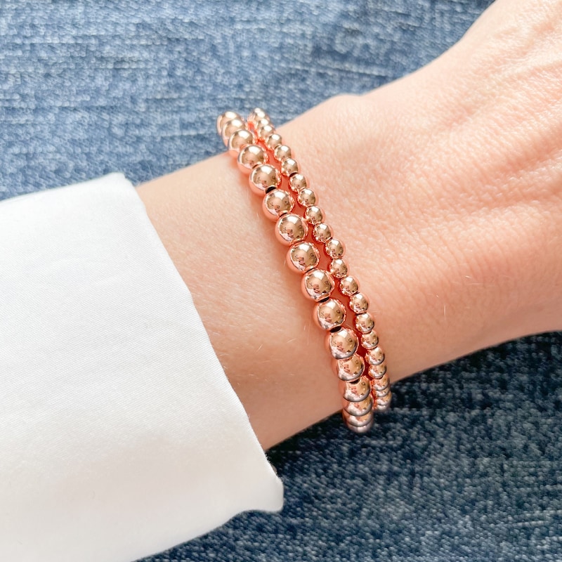 Rose Gold Beaded Bracelets - Etsy