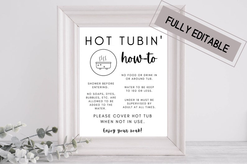 Hot Tub Rules Sign: Airbnb Printable (editable Canva Template) - Etsy