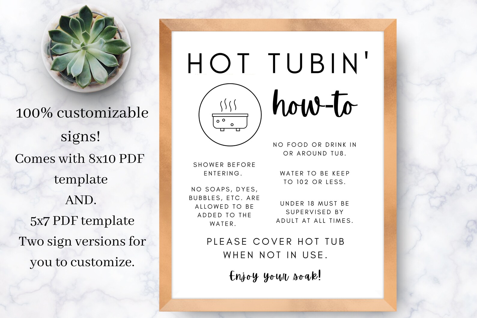 Hot Tub Sign Hot Tub Rules Sign Editable Sign Property Management