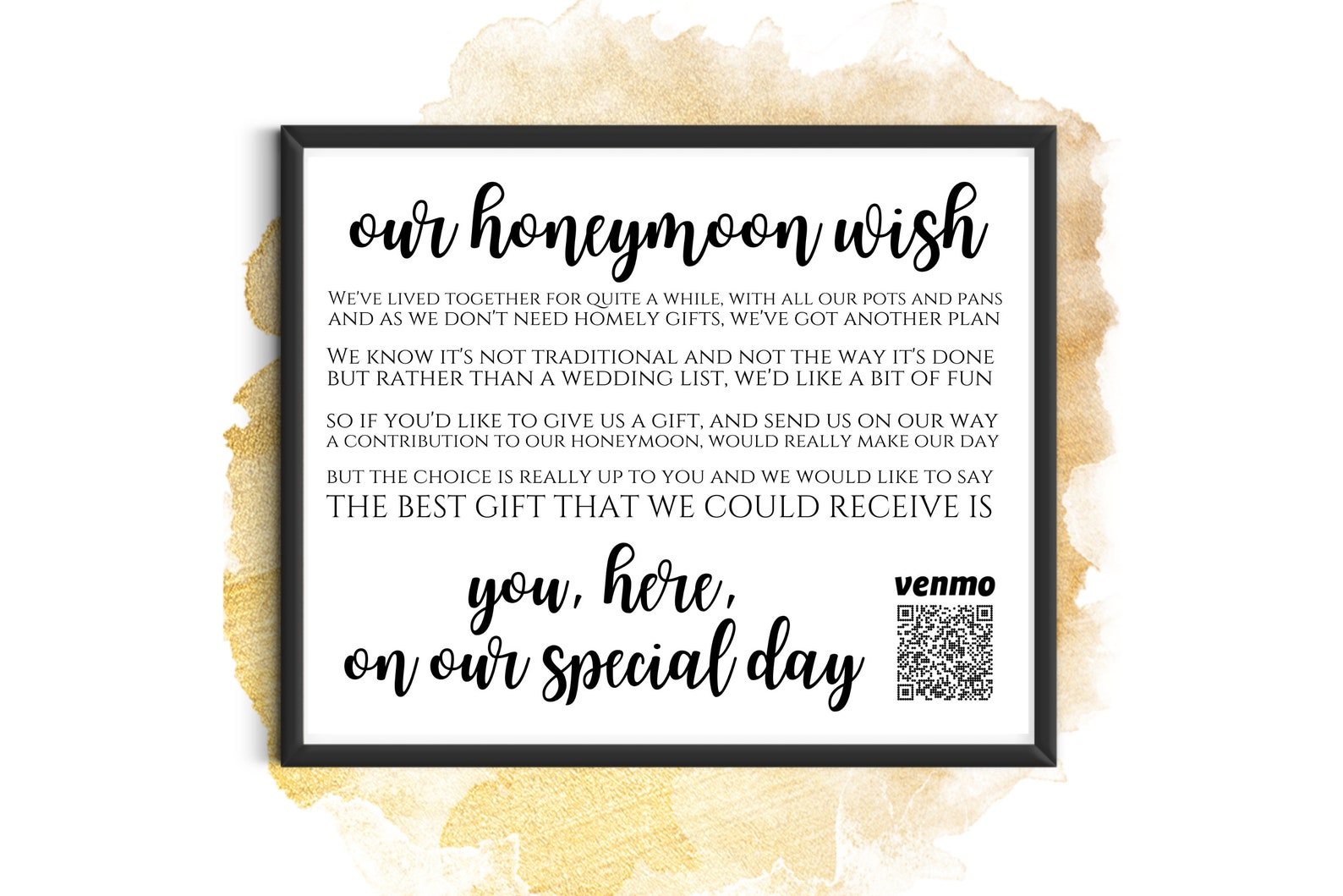 Honeymoon Wish Sign With QR Code Editable Sign Scan to - Etsy