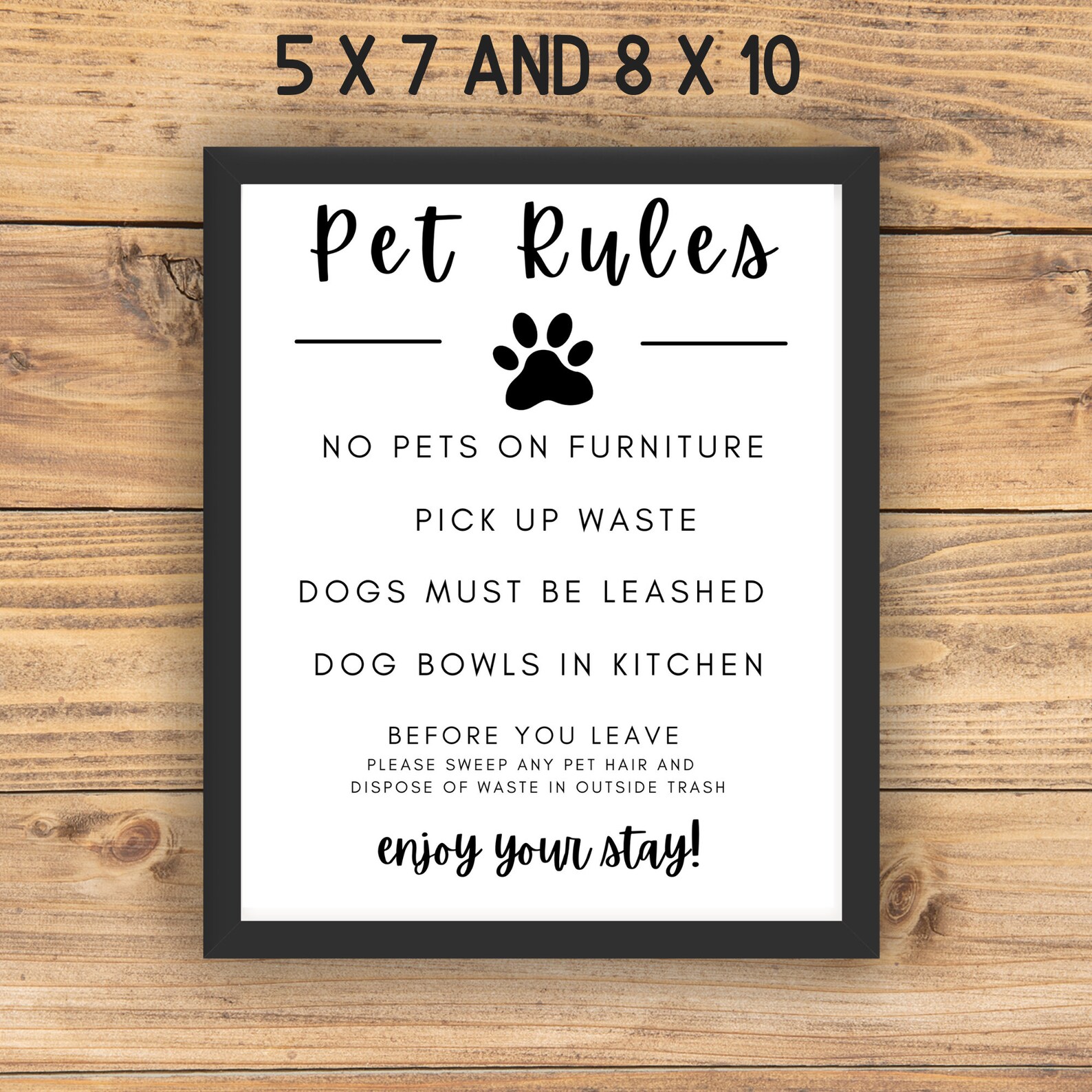 Airbnb Pet Rules Sign: Rental Guest Reminder (digital Download) - Etsy