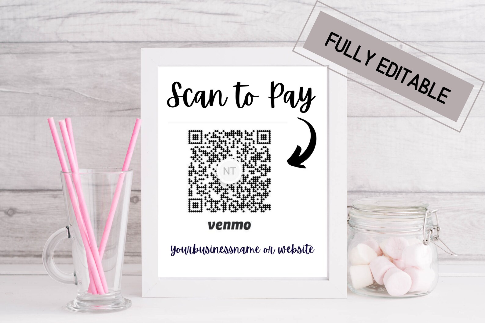 Scan to Pay Sign QR Code Sign Venmo Sign Editable Sign Cashapp Sign ...