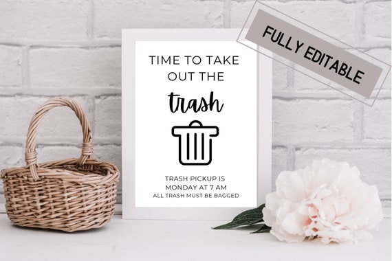 Airbnb Trash Day Sign Trash Directions Sign Editable Sign - Etsy Australia