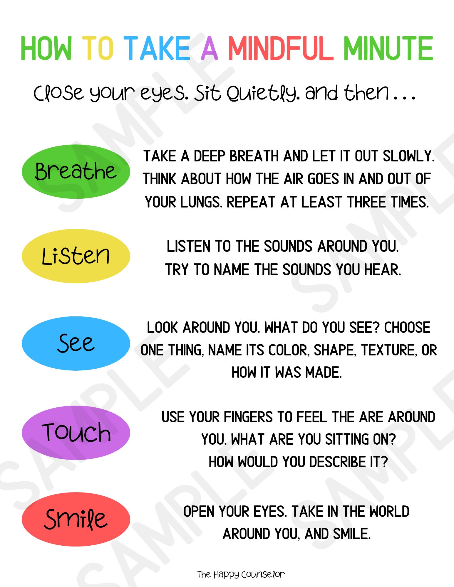 Take a Mindful Moment Sign Classroom Back to School Counselor Office ...