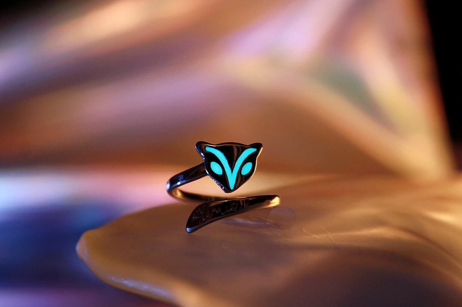 Fox Ring Glow in the Dark / Adjustable Sterling Silver 925 Ring / Love ...