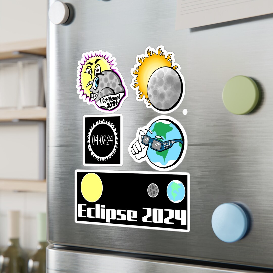 Solar Eclipse 2024 Sticker Sheet With 5 Removable Vinyl Decals Earth in ...
