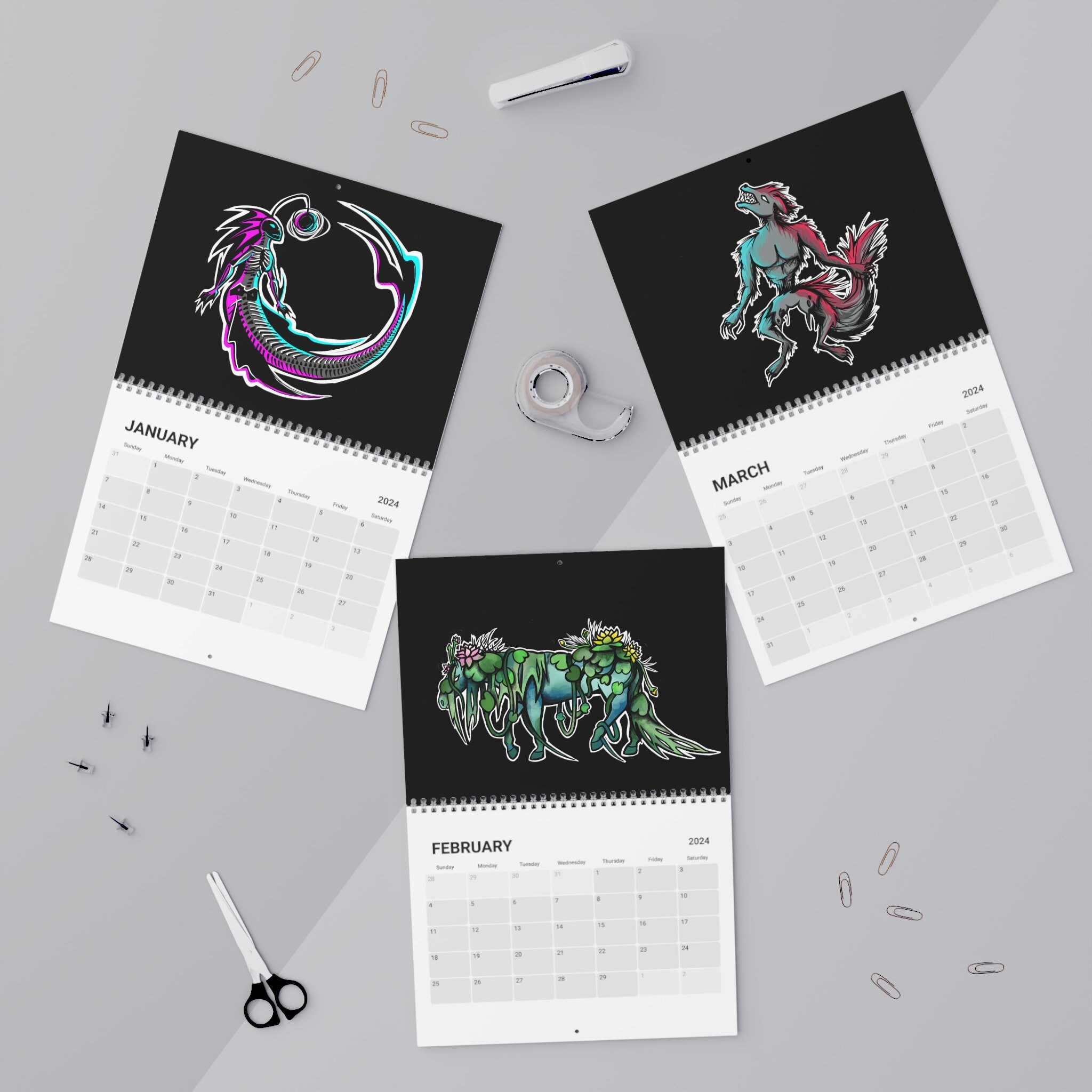 Monster Lover's 2024 Calendar of Cryptids Fiji Mermaid, Dragon, Vampire ...