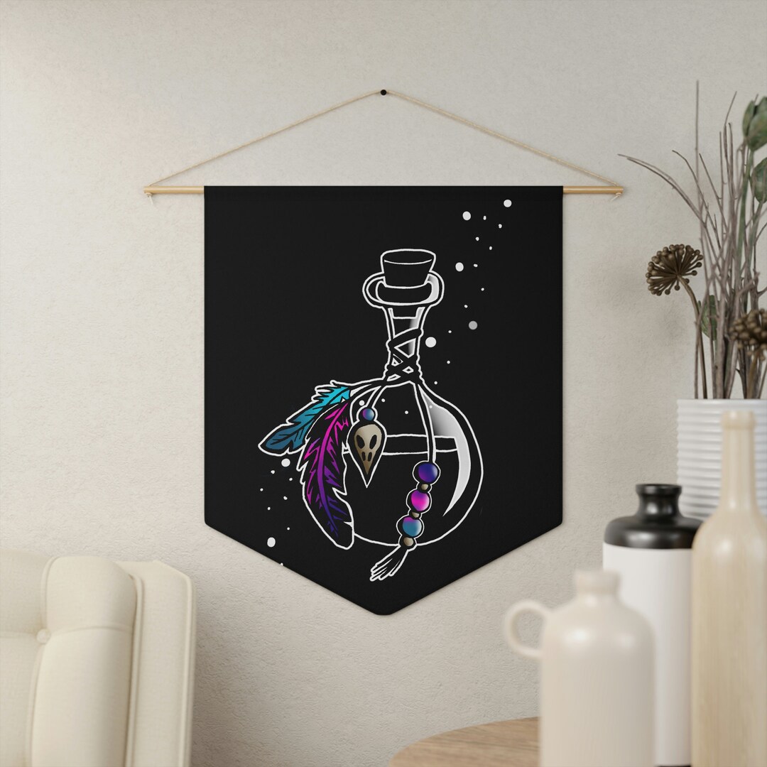 Magic Fantasy Potion Bottle With Feather Hanging Wall Pennant - Etsy