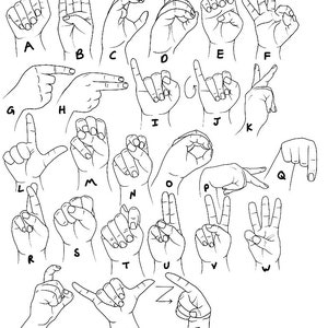 ASL Alphabet Drawings- American Sign Language, 54 Images All 26 Letters ...