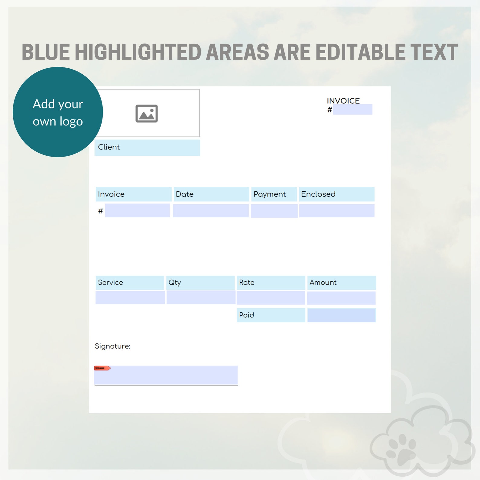 Pet Invoice - PDF Fillable and Hand Write - Etsy