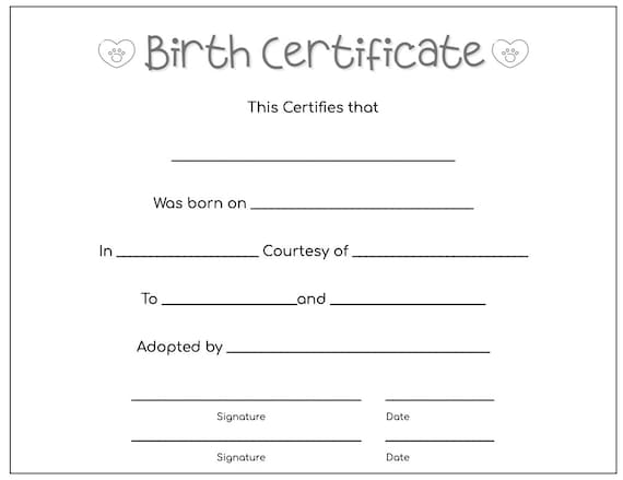 Printable Blank Puppy Birth Certificate Get Your Hands On Amazing 