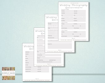 Photography Client Questionnaire Fillable PDF | Etsy