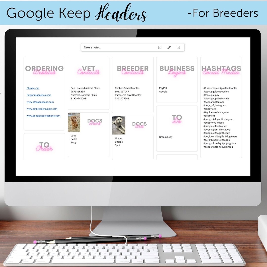 Google Keep Headers Headings for Breeders Organization - Etsy