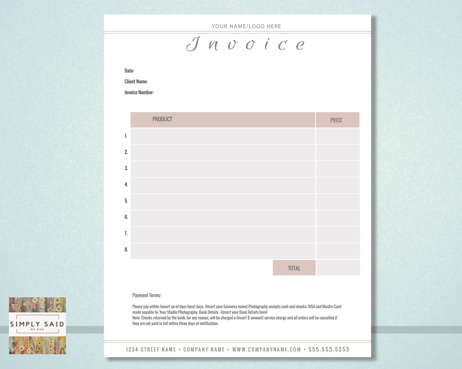 Wedding Invoice- INSTANT DOWNLOAD- PSD File - Etsy