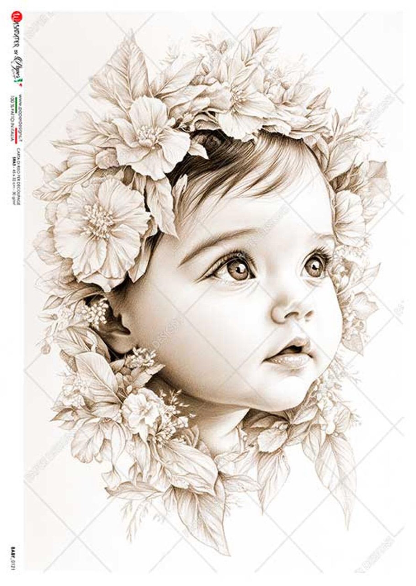 Sepia Baby |paper Designs #121|A4 Paper - Decoupage Paper for DIY ...
