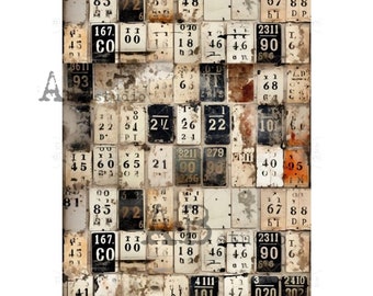 Ephemera Number Labels AB Studios 5201 A4 Decoupage Paper Decoupage ...