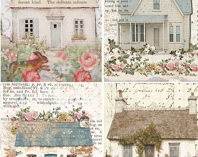 Cottage Collection Panel | Cottages |decoupage Queen | Ellen J Goods ...