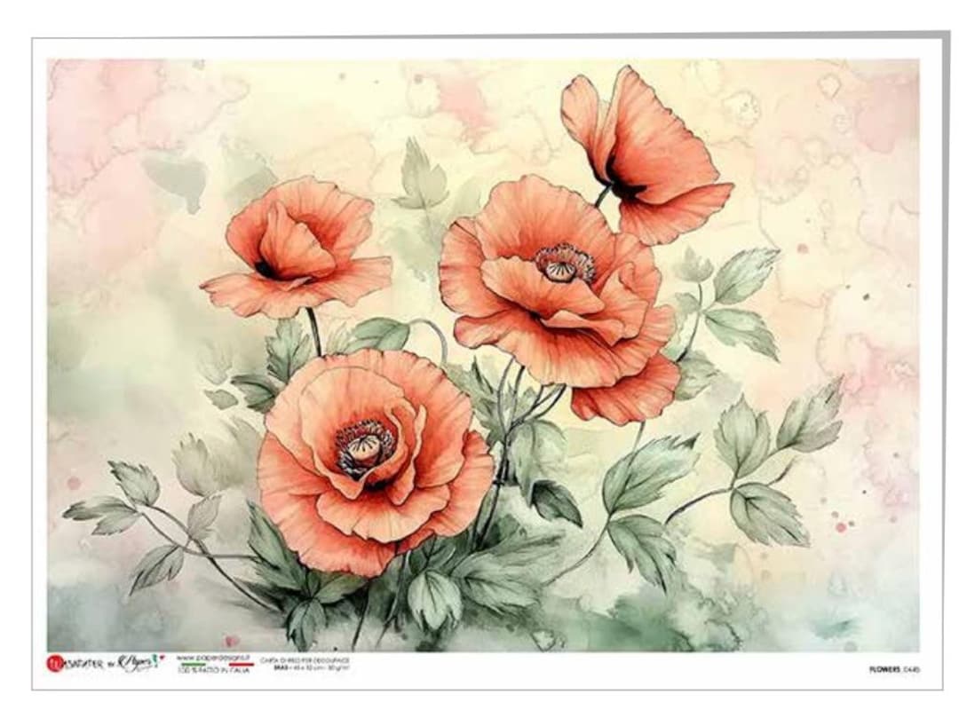 Poppy Bouquet|paper Designs - #445|A4 Paper - Decoupage Paper for DIY ...
