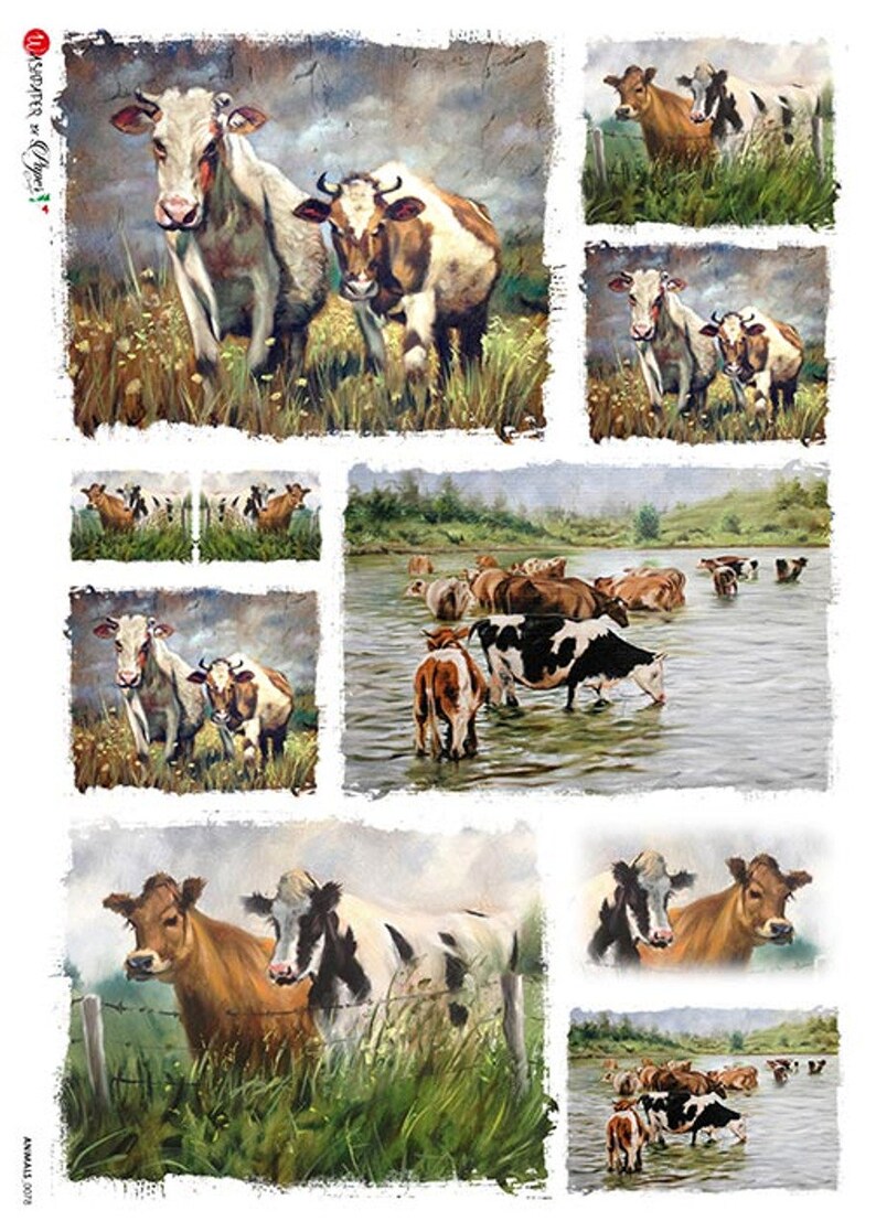 Mini Cow Scenes Paper Design A4 Paper Decoupage Paper for - Etsy