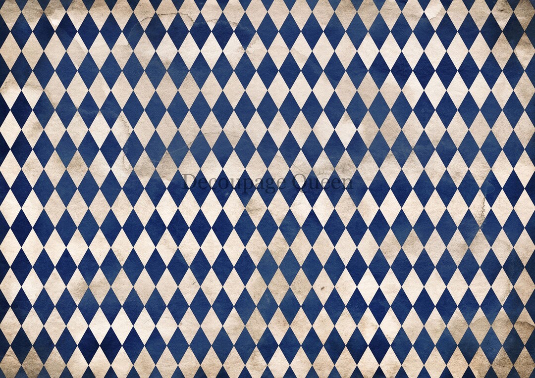 Navy Blue Harlequin|decoupage Queen Paper|a4|decoupage Paper for Crafts ...