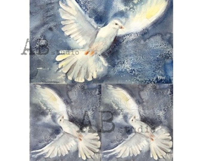 Watercolor Doves | Decoupage Paper - AB Studios - A4 Paper - DIY ...