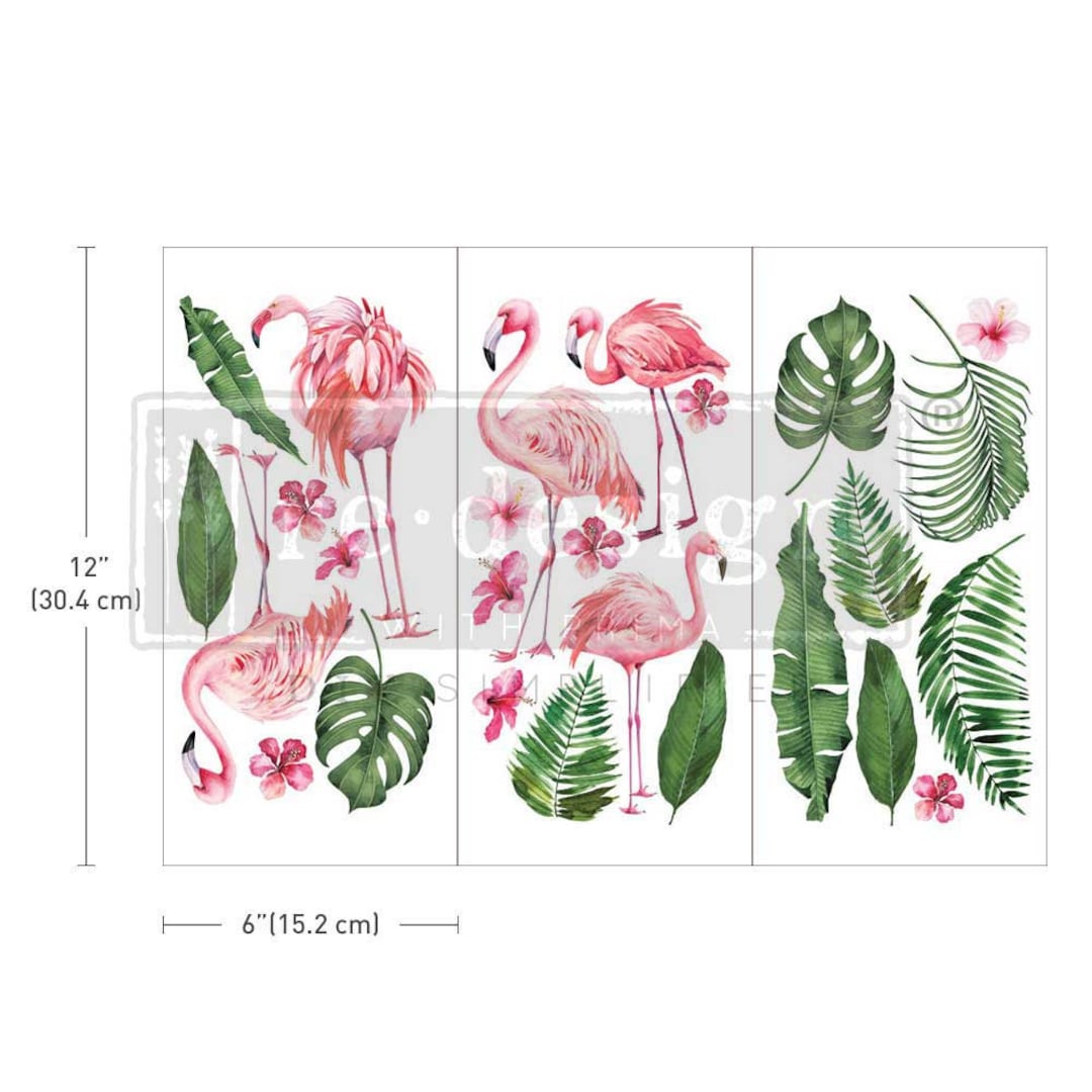 Flamingo Pink Transfer Small |redesign With Prima 6" X 12" - 3 Sheets ...