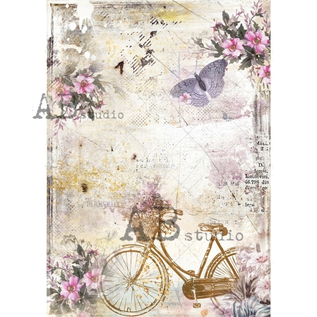 Floral Romantic Bicycle |AB Studios #1820 - A4 - DIY, Crafts ...
