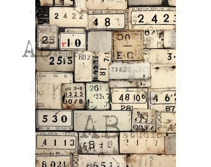 Ephemera Number Labels |AB Studios #5201 - A4 Decoupage Paper ...