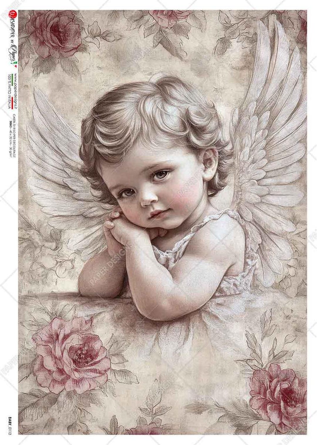 Baby Shabby Chic Style Angel| Paper Designs #113|A4 Paper - Decoupage ...