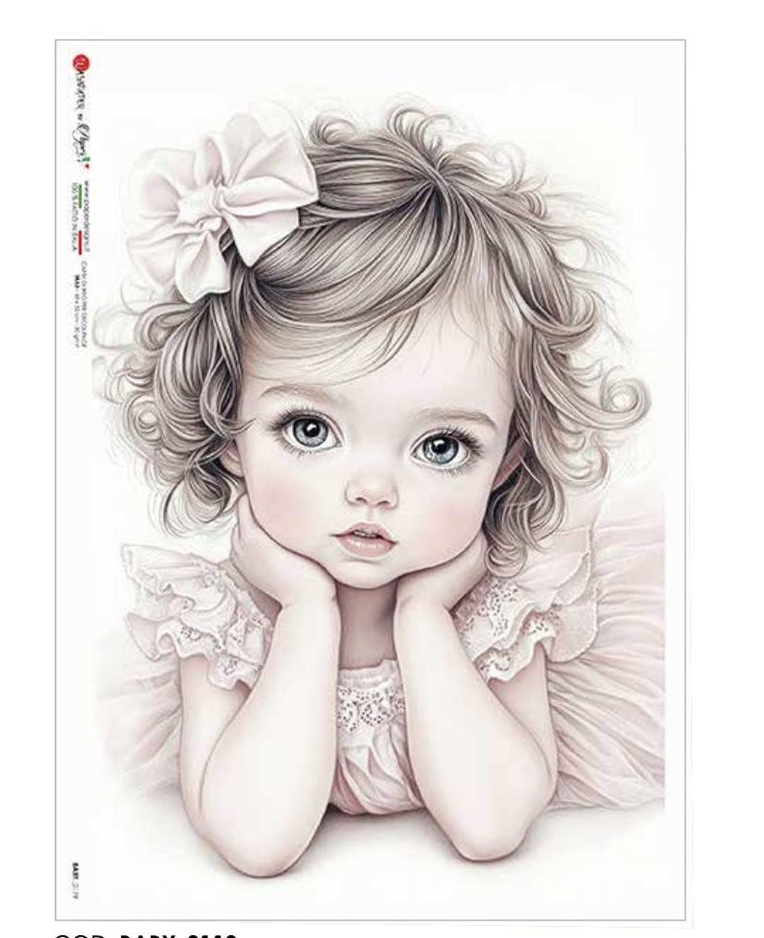 Baby With Pink Bow |paper Designs - #119|A4 Paper - Decoupage Paper for ...