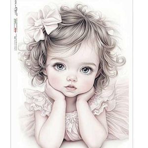 Baby With Pink Bow |paper Designs #119|A4 Paper - Decoupage Paper for ...