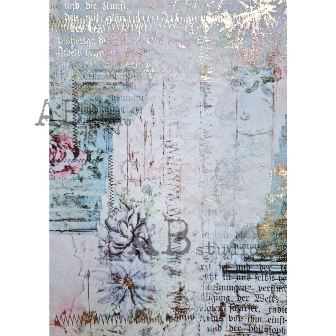 Gilded Floral Collage| AB Studio #1077|A4 - Decoupage Paper for DIY ...