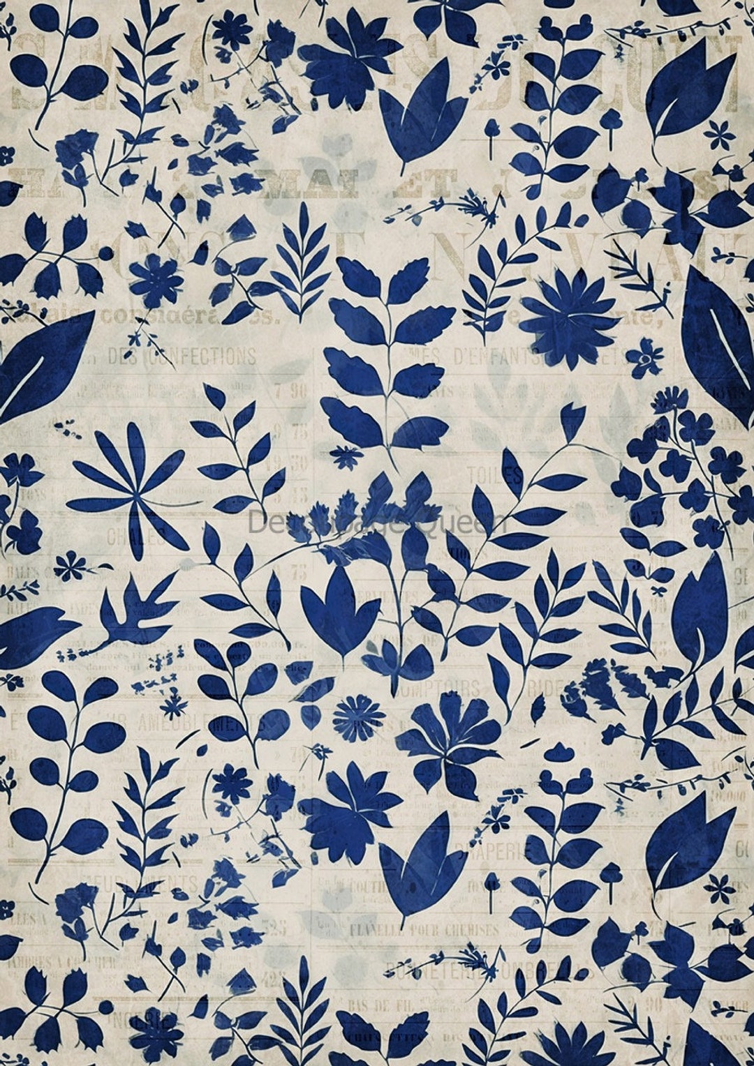 Indigo Botanical IV | Decoupage Queen A4 |decoupage Paper for DIY ...