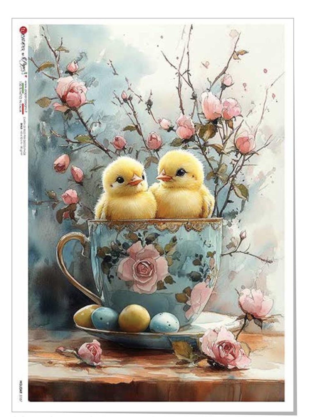 Chicks in a Blue Teacup|paper Designs #167|A4 Paper - Decoupage Paper ...