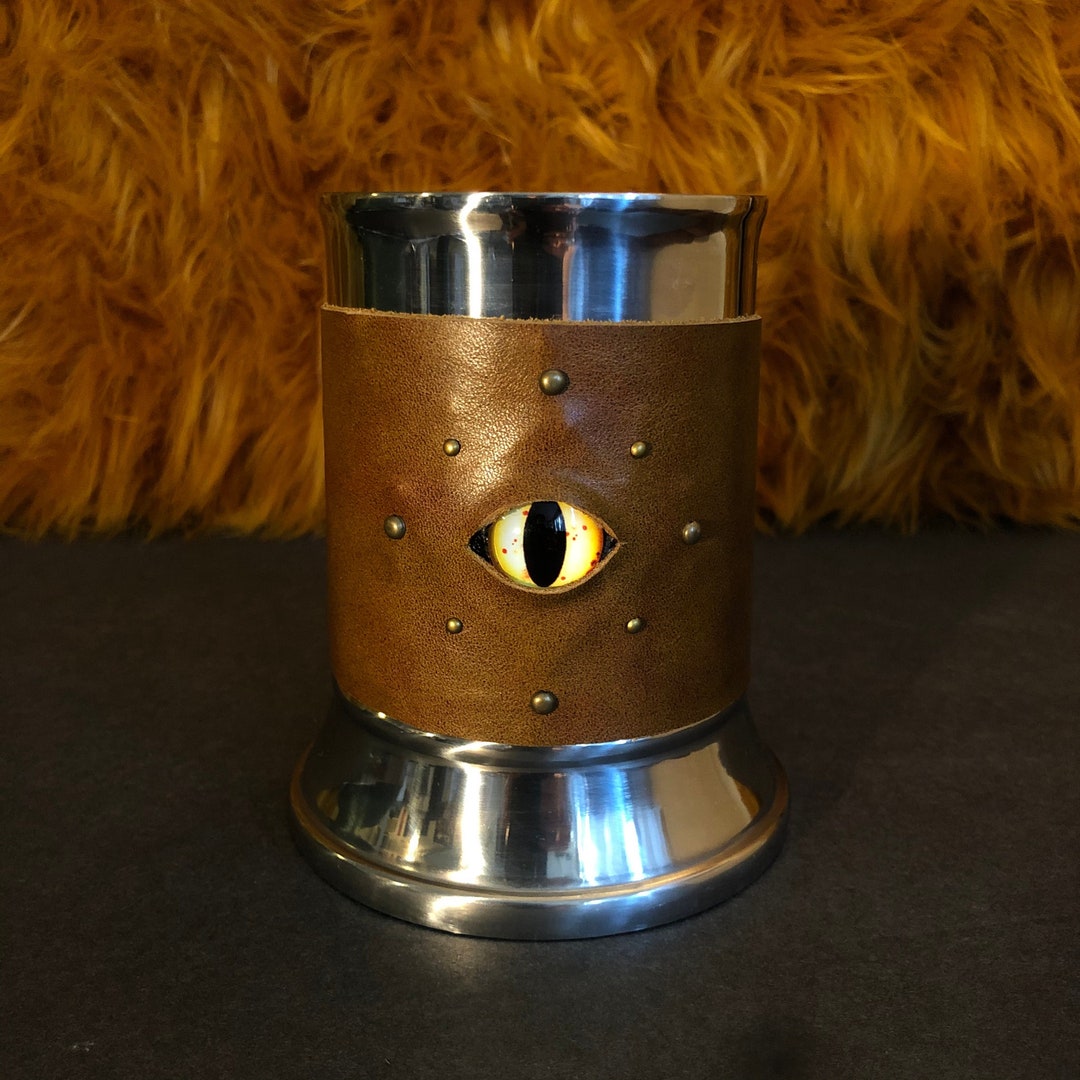 Golden Brown Leather, Dungeon Dragon Eye, Medieval Tankard, Insulated ...