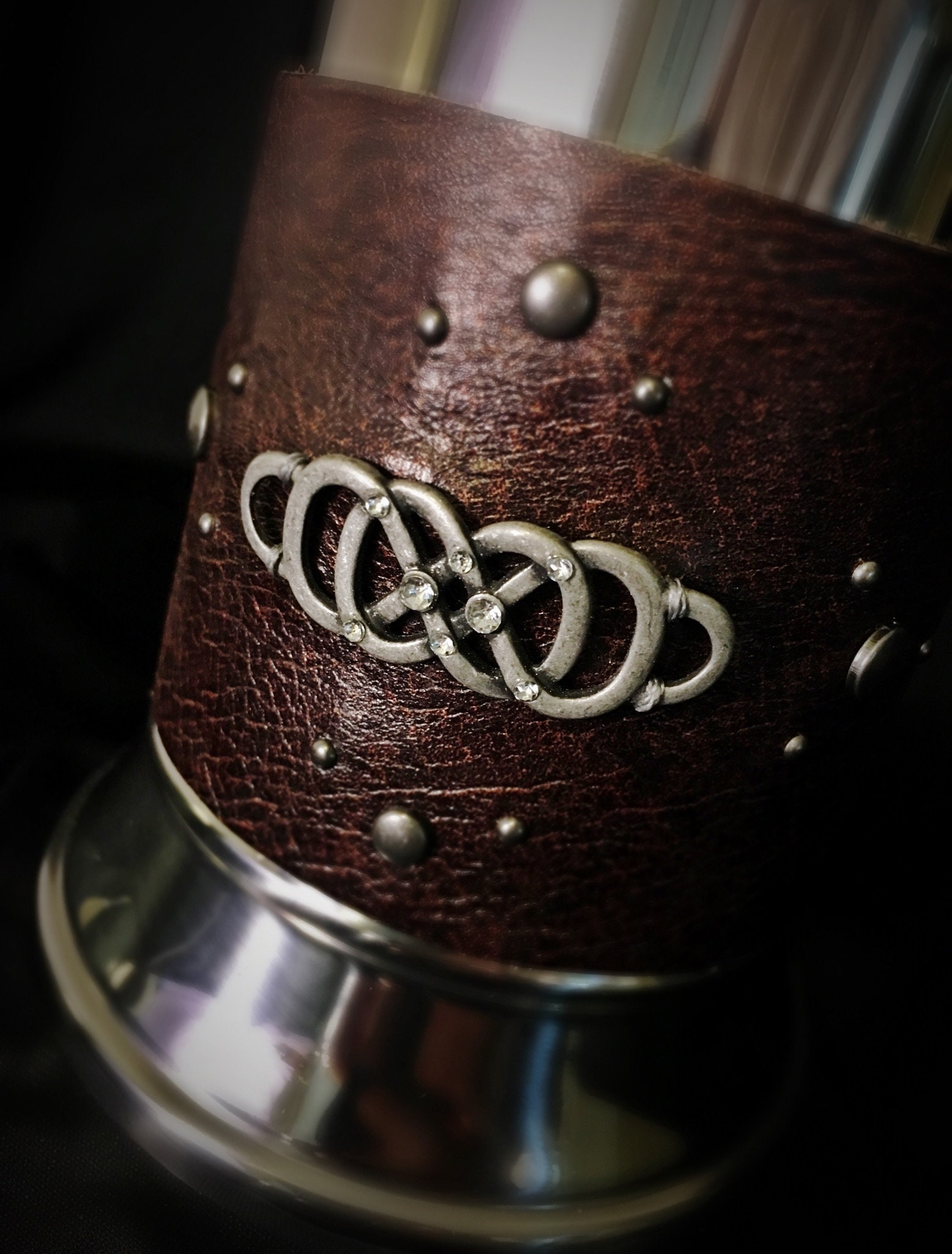 Brown Leather, Celtic Double Infinity Knot, Medieval Tankard, Insulated ...