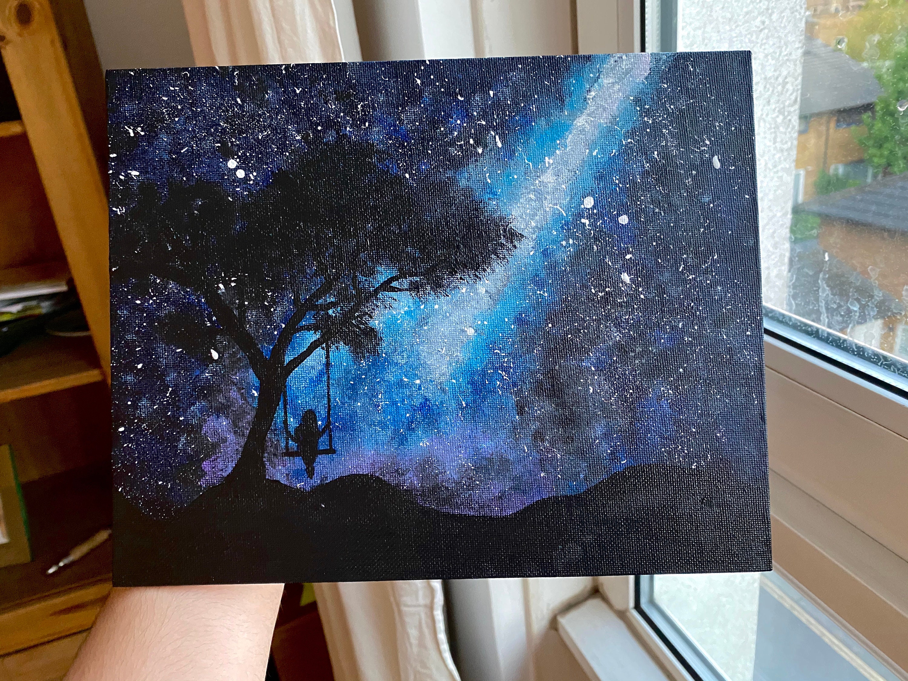 Hand-painted night sky canvas | Etsy