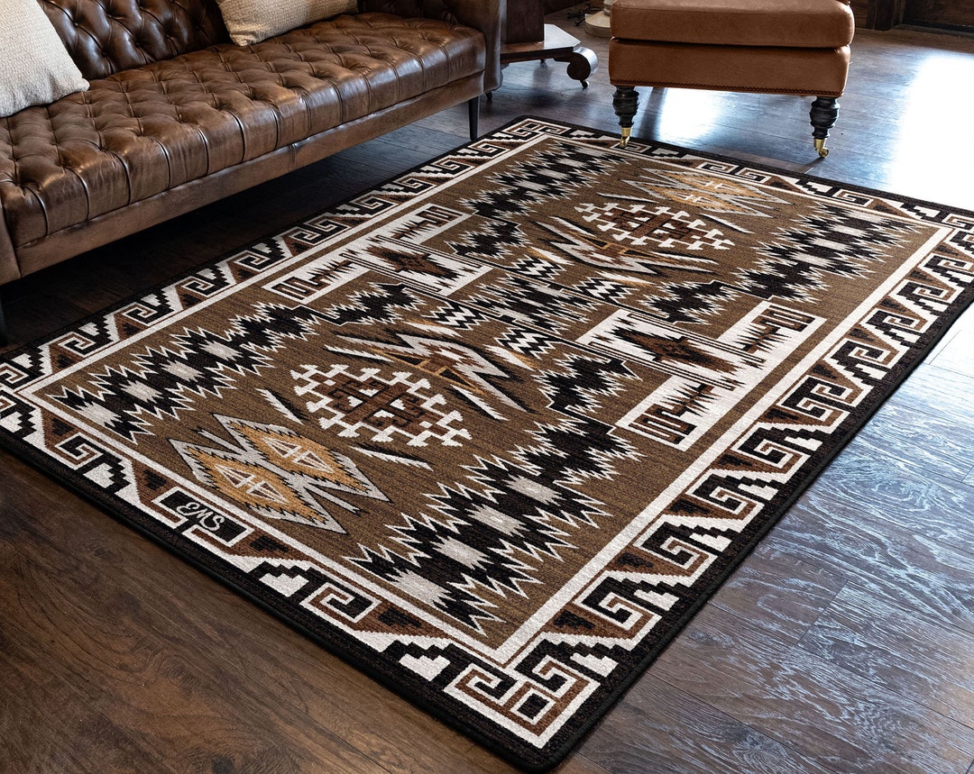 Brown Native American Rug, Brown Native American Area Rug, Brown ...