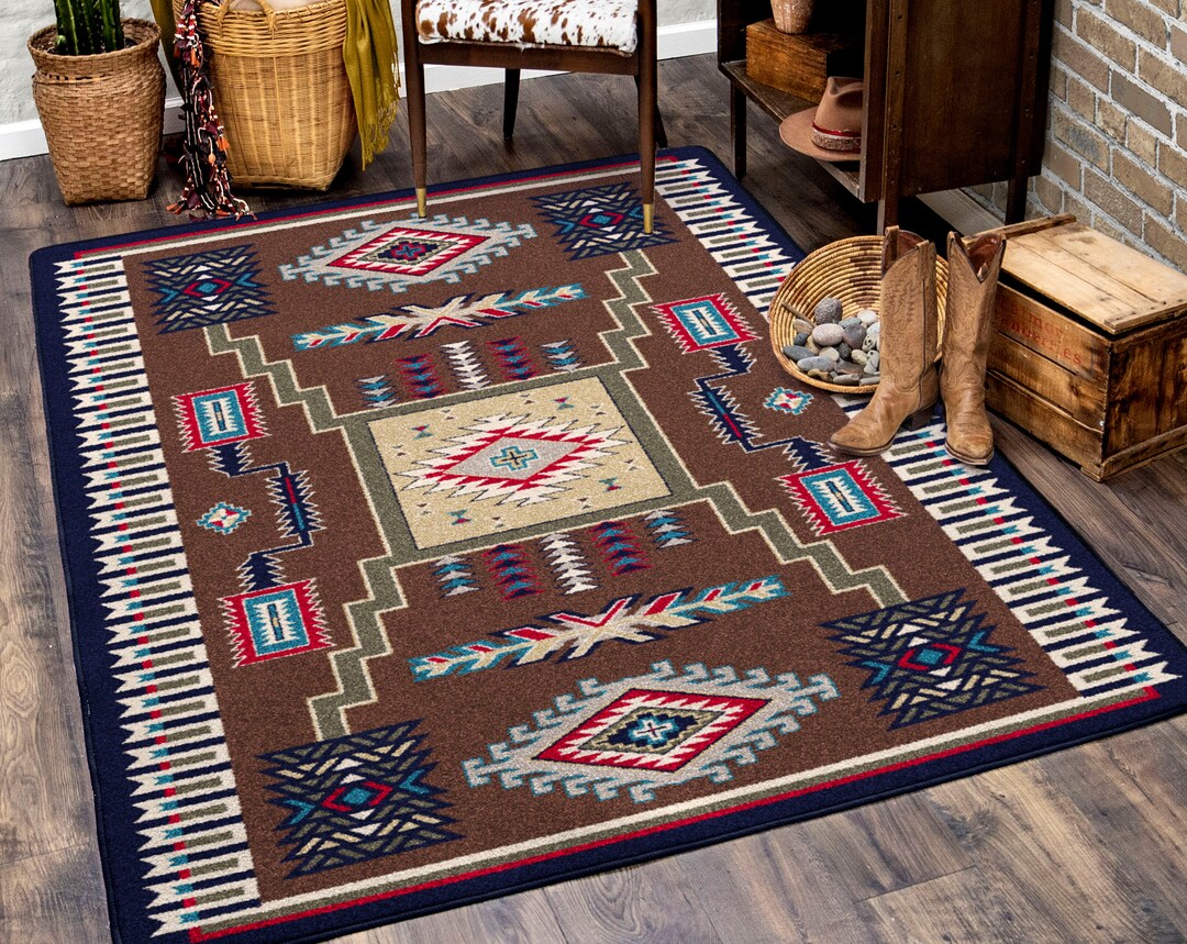 Brown Southwest Rug, Southwest Area Rug, Brown Southwestern Rug, Aztec ...