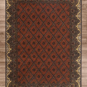 Orange Rustic Rug, Rustic Rug, Red Rustic Rug, Cabin Rug, Orange Cabin ...