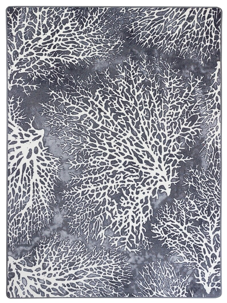 Coral Rug Gray Coral Rug Coral Area Rug Coastal Rug Beach | Etsy