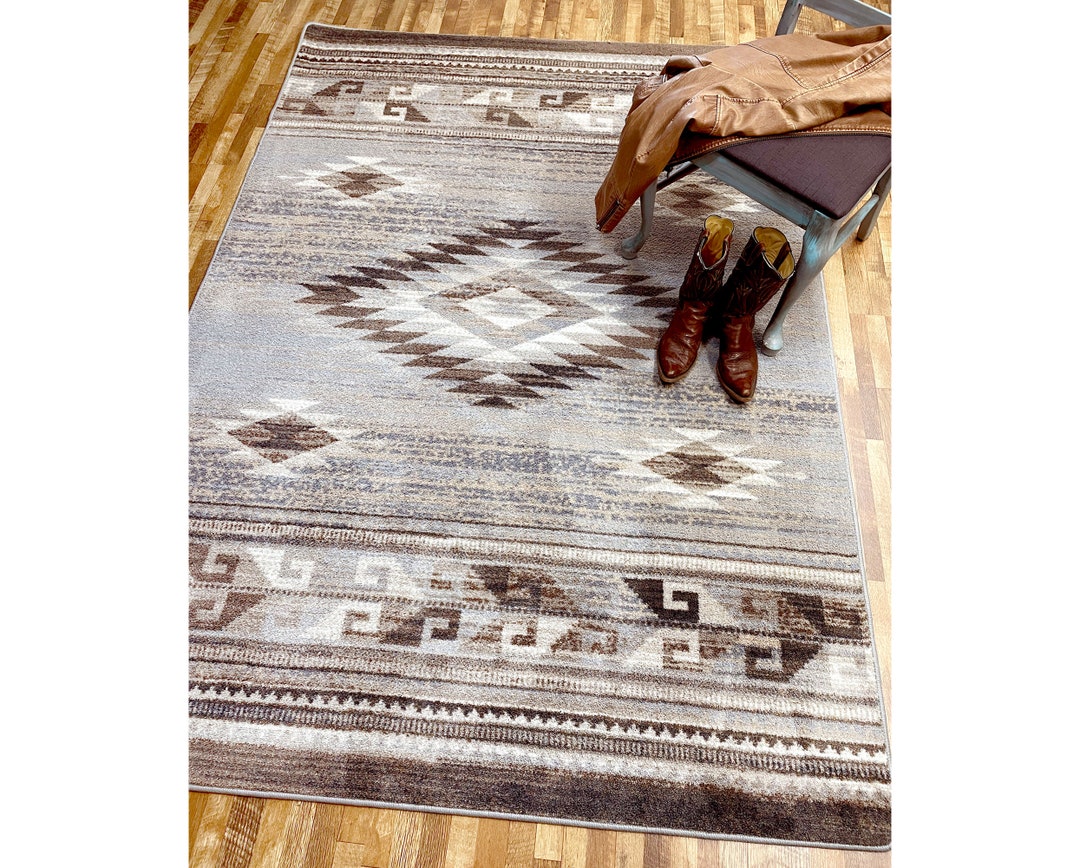 Gray Southwestern Rug, Gray Southwest Rug, Grey Western Rug, Gray Aztec ...