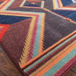 Bright Area Rug, Colorful Area Rug, Bright Striped Area Rug, Navy Blue ...