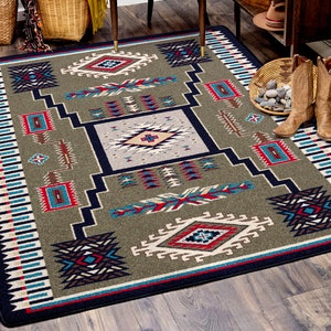 Green Southwest Rug, Southwest Area Rug, Green Southwestern Rug, Aztec ...