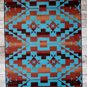 Bright Native American Style Rug, Red Native American Style Rug, Bright ...
