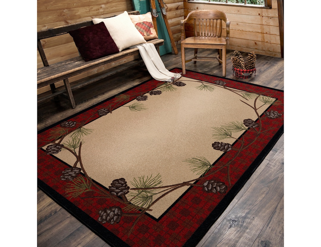 Red Lodge Rug, Cabin Rug, Cabin Decor, Lodge Decor, Mountain Cabin ...