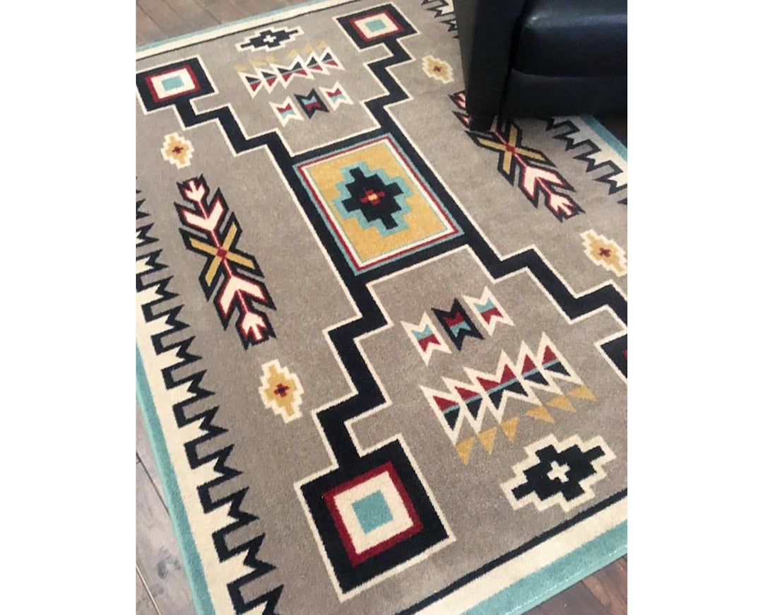 Native American Style Rug, Native American Style Area Rug, Turquoise ...