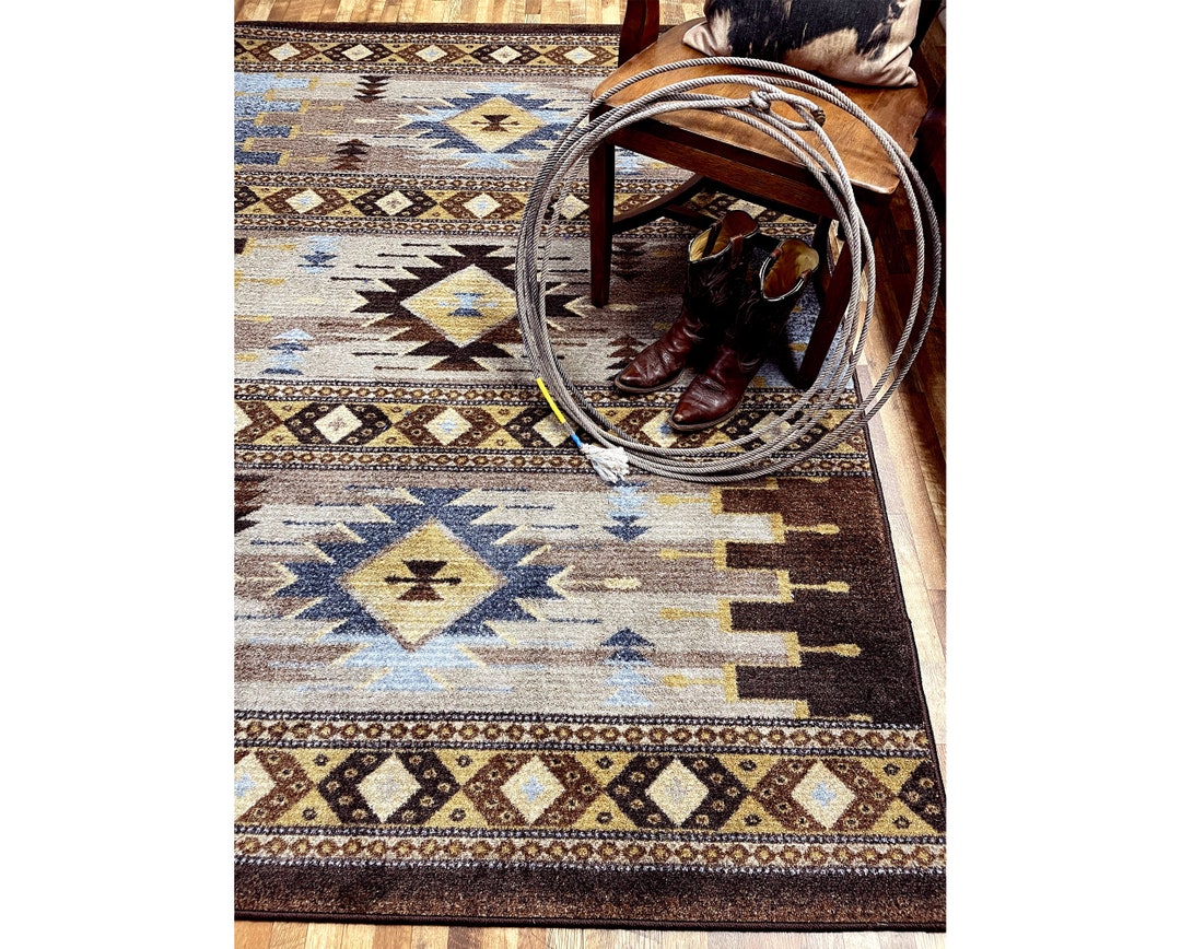 Blue Aztec Rug, Blue Southwest Rug, Blue Southwestern Rug, Southwestern ...