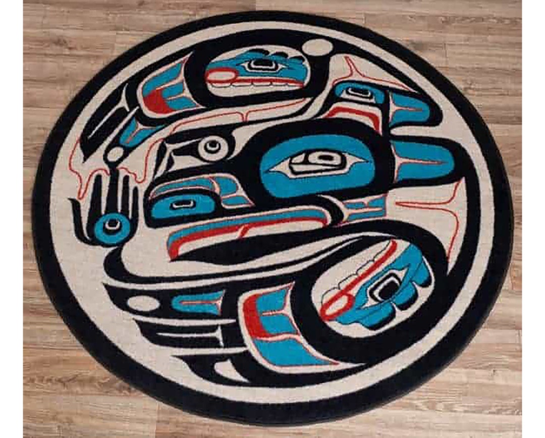 6ft Round Native American Rug, Blue Native American Round Rug, Round ...