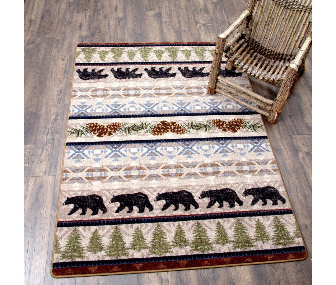 Gray Cabin Rug, Gray Lodge Rug, Gray Cabin Area Rug, Gray Bear Rug ...